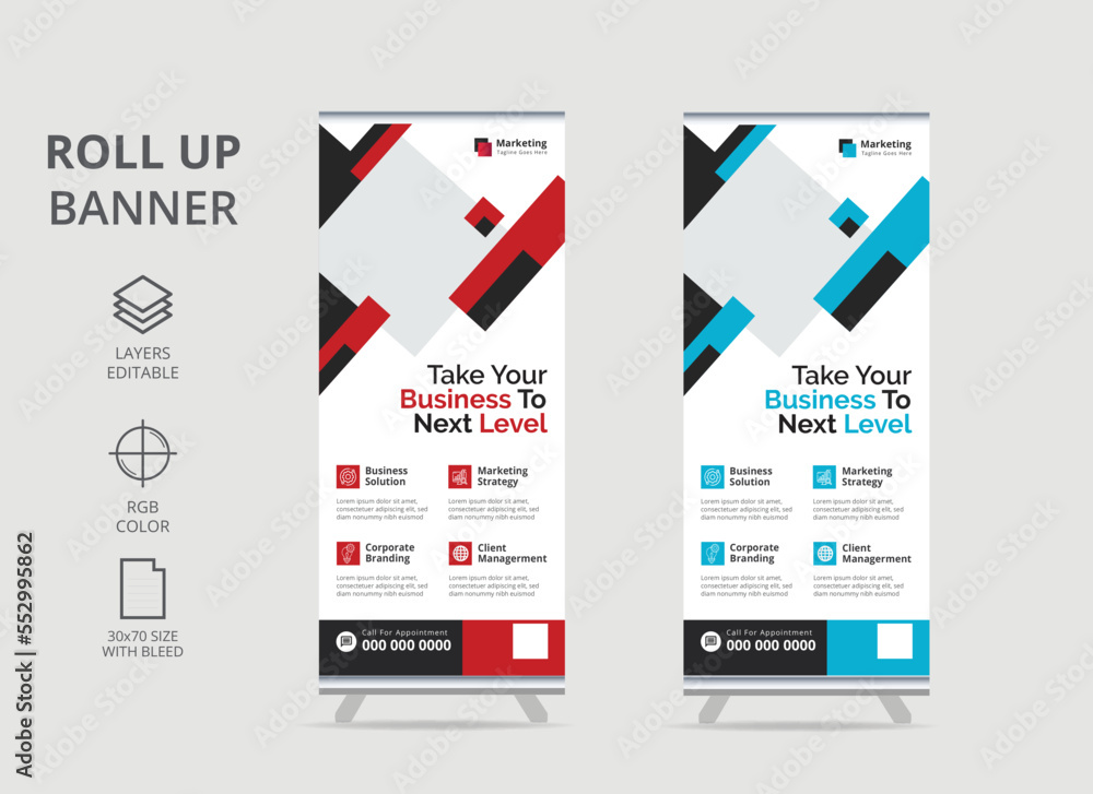 Roll-Up Banner Layout with Pale, Roll banner stand template design ...