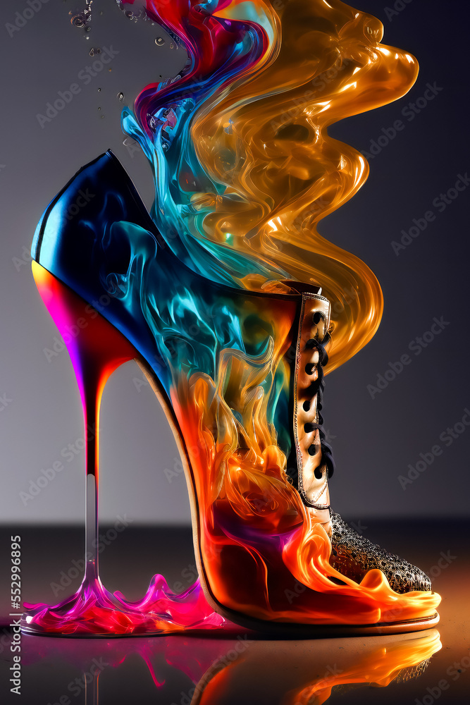 Abstract high heel women shoes. Fashion background. Image created with ...