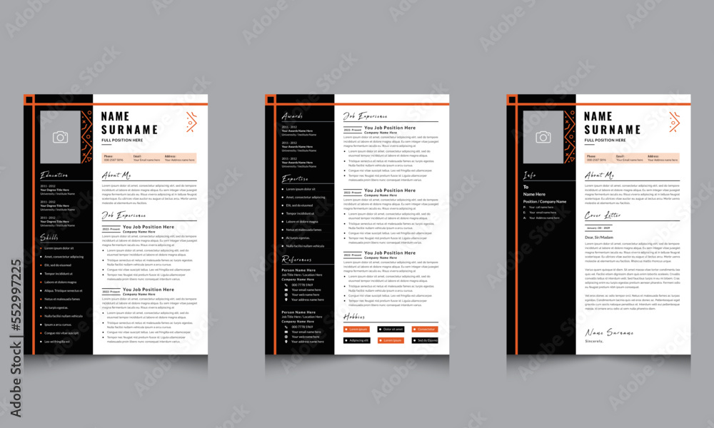Modern Resume Layouts and Professional Resume CV Templates Stock Vector ...