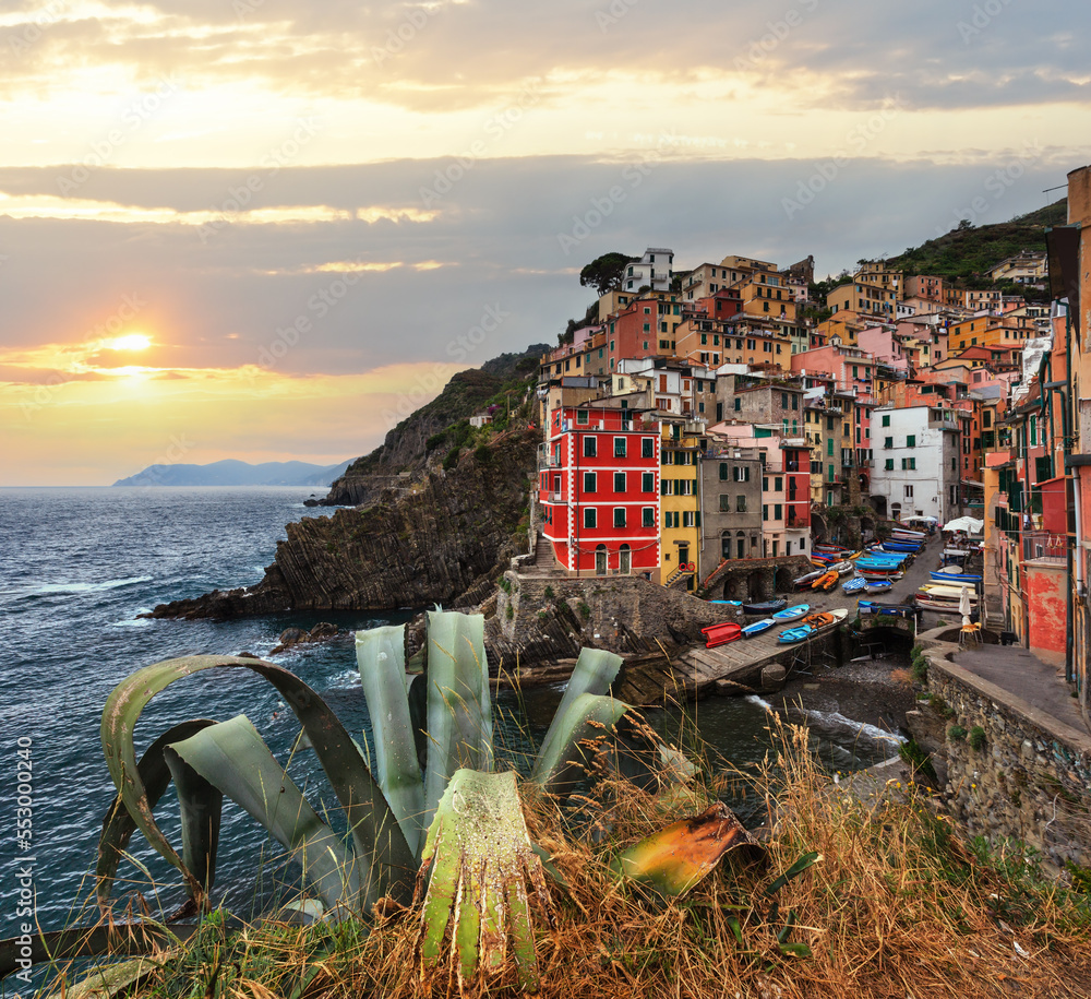 Beautiful summer Manarola - one of five famous villages of Cinque Terre ...
