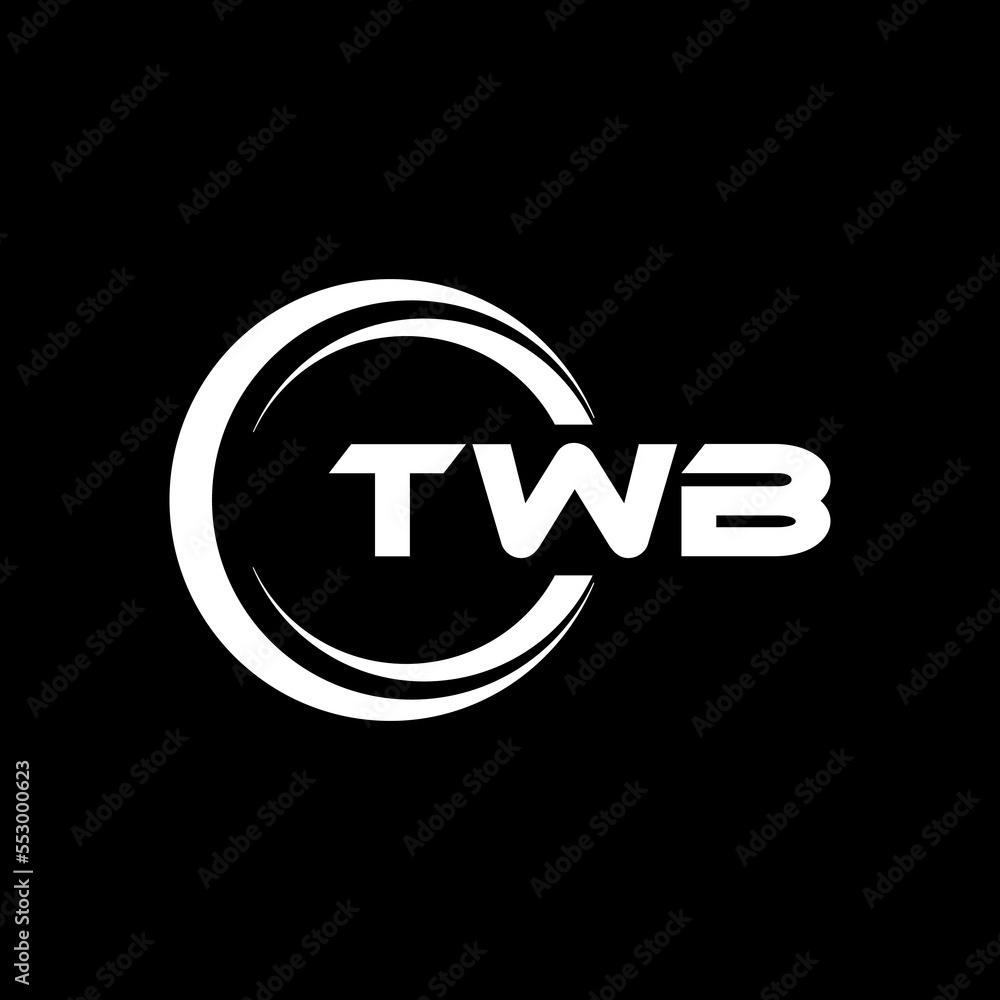 TWB letter logo design with black background in illustrator, cube logo ...
