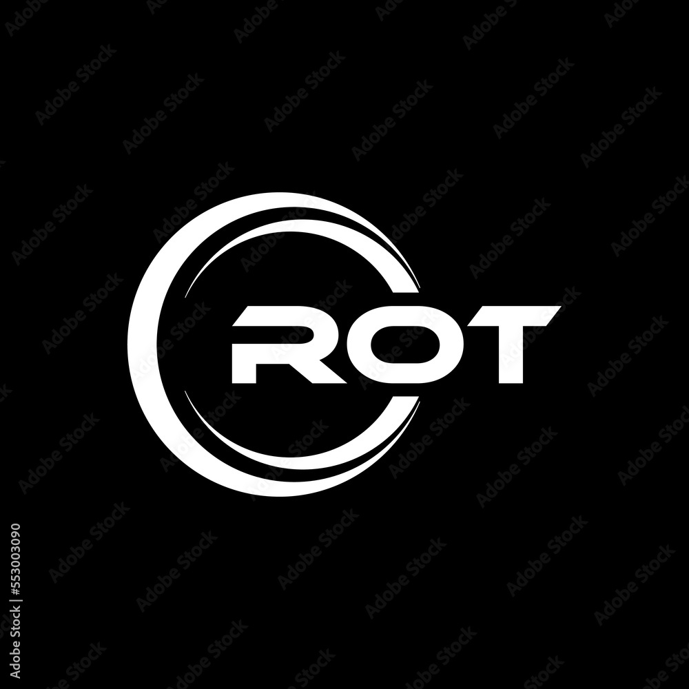 Vecteur Stock ROT letter logo design with black background in ...