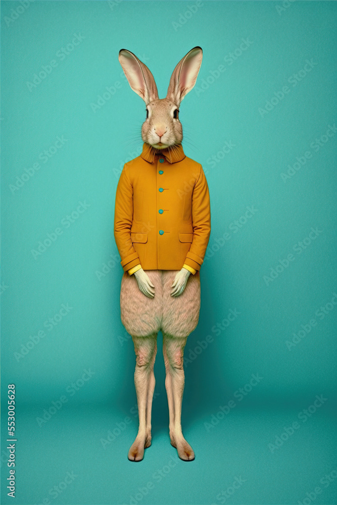 Abstract, creative, illustrated, minimal portrait of a wild animal ...