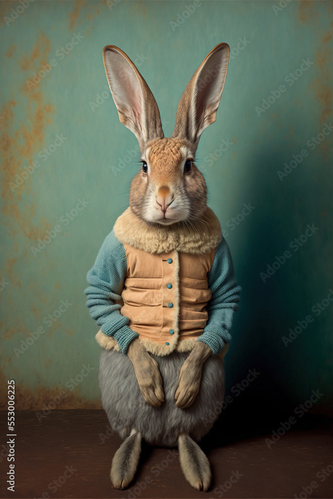 Abstract, creative, illustrated, minimal portrait of a wild animal ...