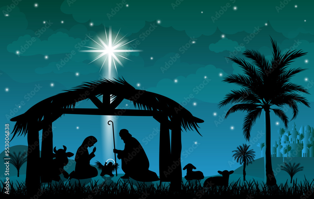 Nativity Scene with the Star of Bethlehem. Scene of the Nativity of ...