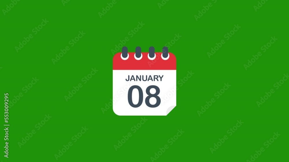 8 january on the calendar, 2d animation .d motion animation. 4k video ...