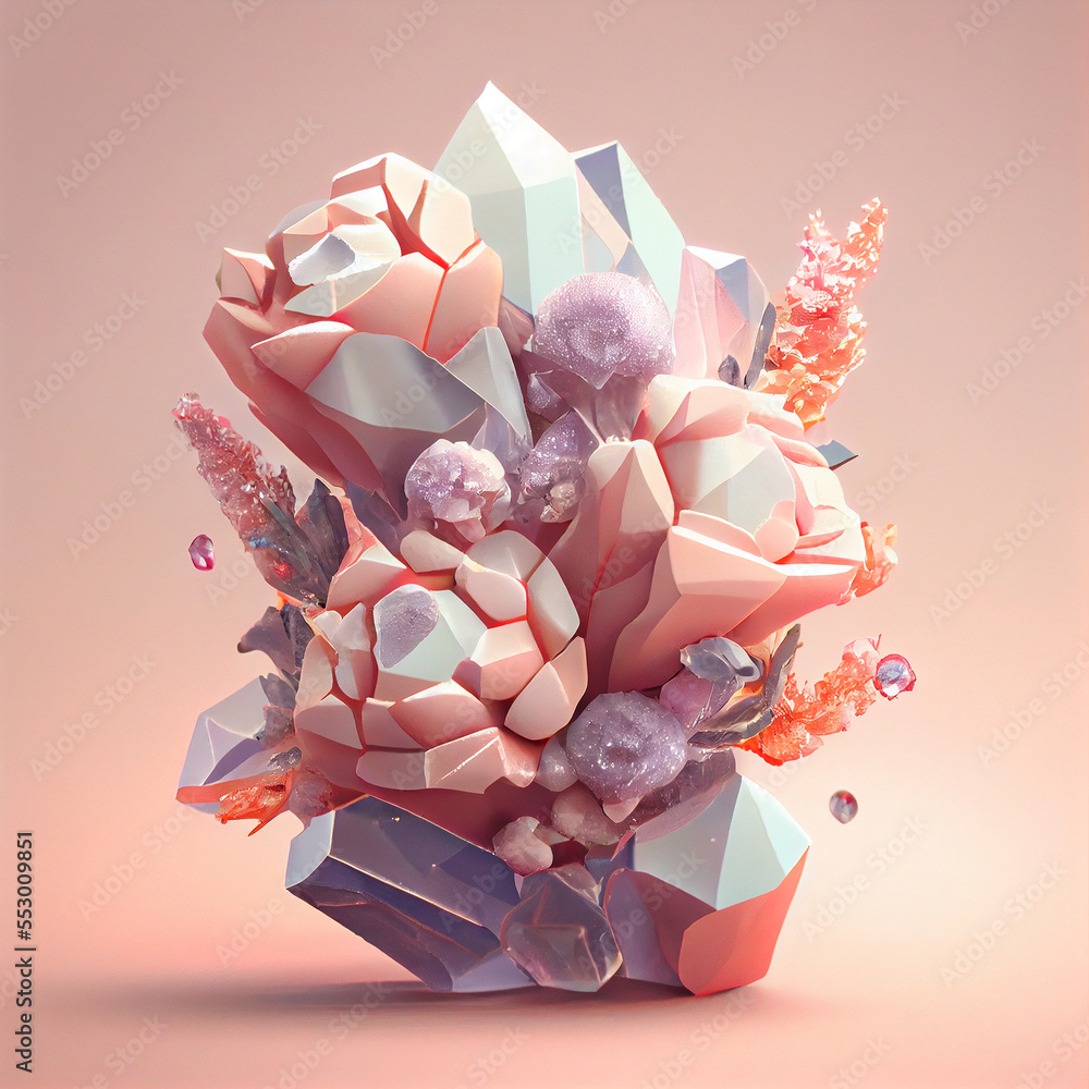 Rose Quartz Wildflower Arrangement Stock Illustration | Adobe Stock