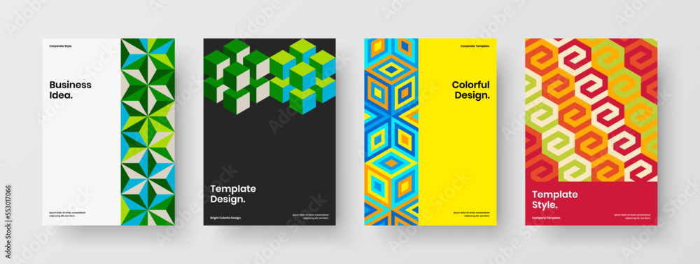 Multicolored front page A4 design vector template bundle. Original ...