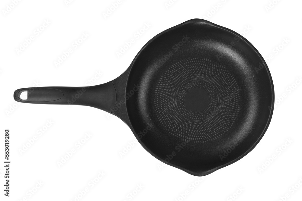 Black textured frying pan top view. Png isolated with transparency ...