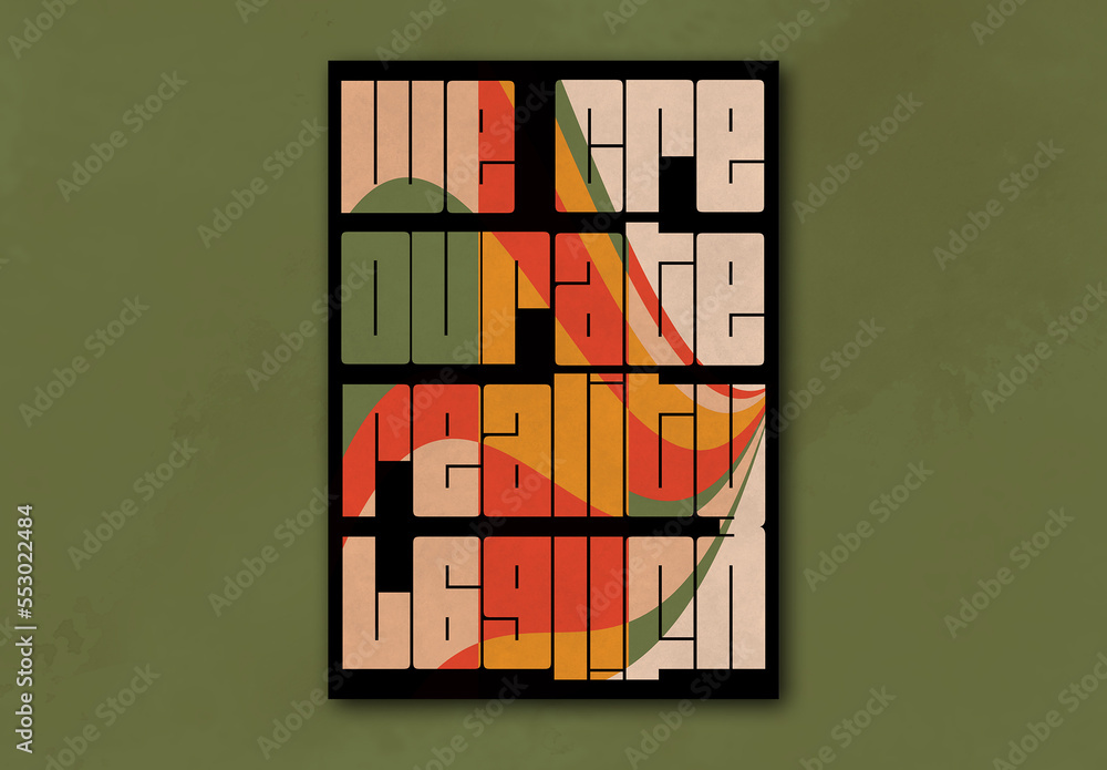 Typography Poster Layout with Wave Line Pattern in Text Stock Template ...