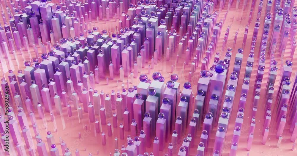 Abstract and colorful 3d animation background spheres on top of moving ...