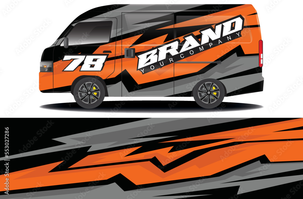 cargo van wrap sticker design. Abstract graphic line racing background ...