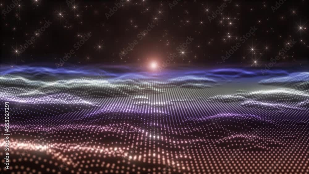 Flying Through Particle Mountain In Space, High Tech Si-fi Background ...