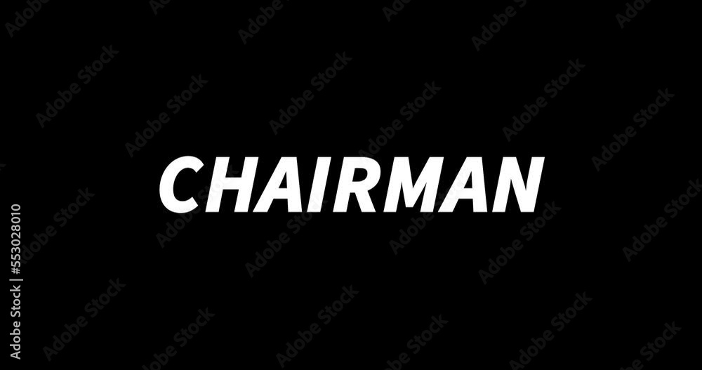 CHAIRMAN text animation on black background. Modern text animation ...