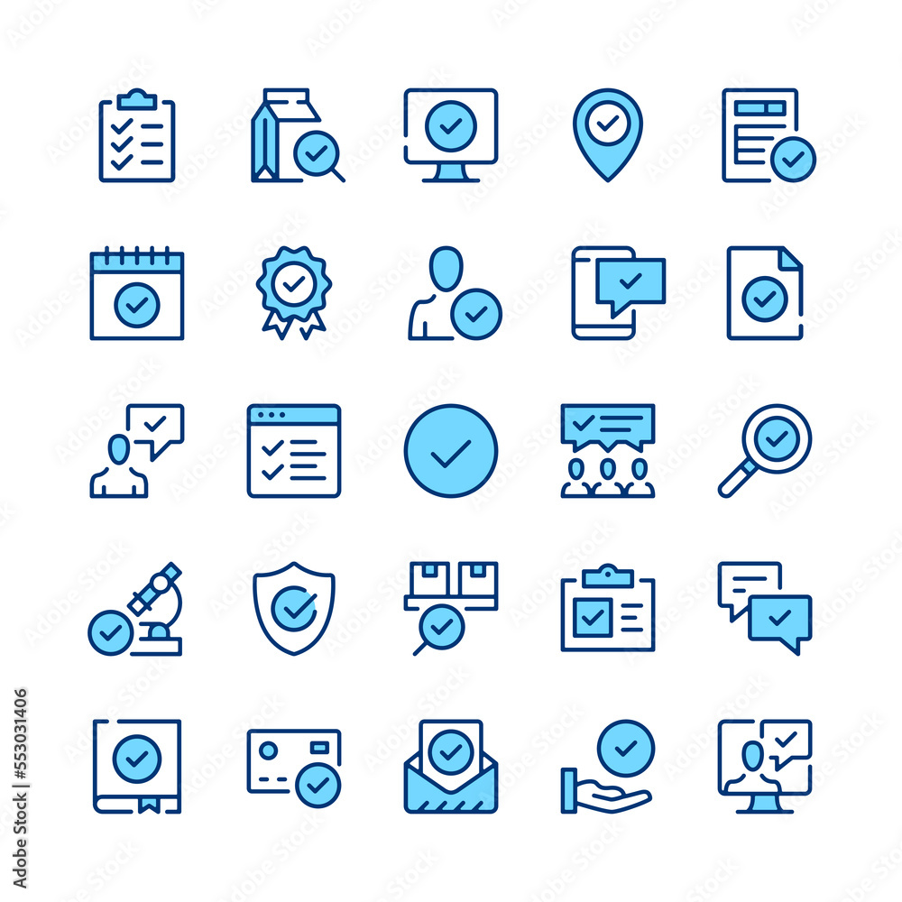 Check mark line icons. Blue color. Vector line icons set Stock Vector ... Check mark line icons. Blue color. Vector line icons set Stock Vector ...