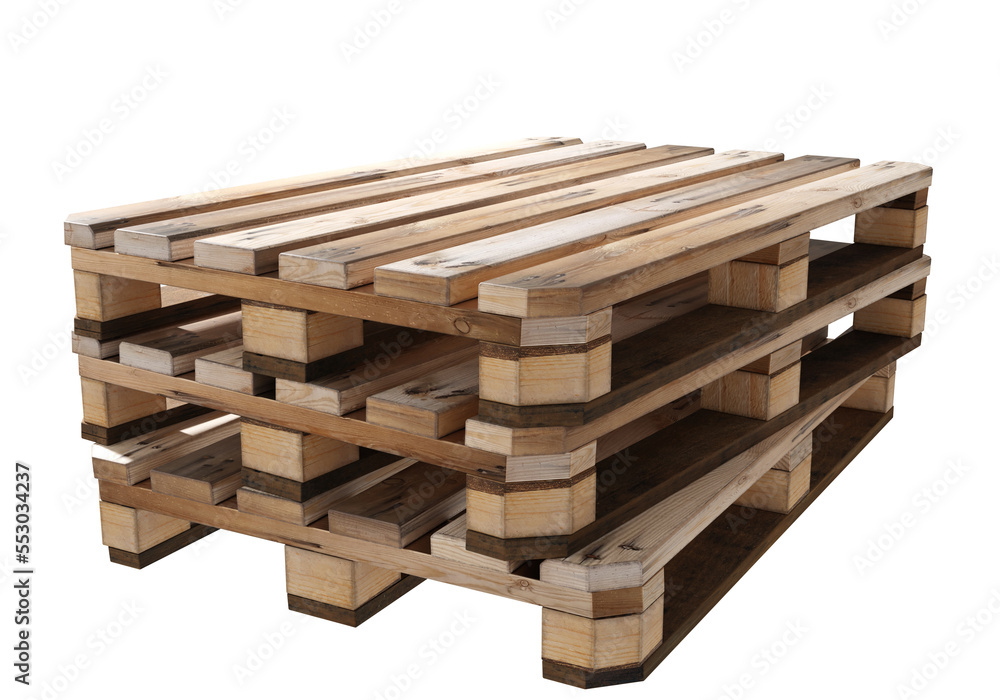 Pallets for storage process. Euro standard pallets with beveled corners ...