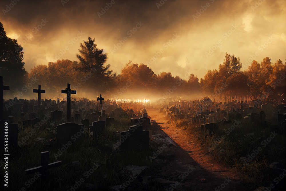 cemetery sunrise Stock Photo | Adobe Stock