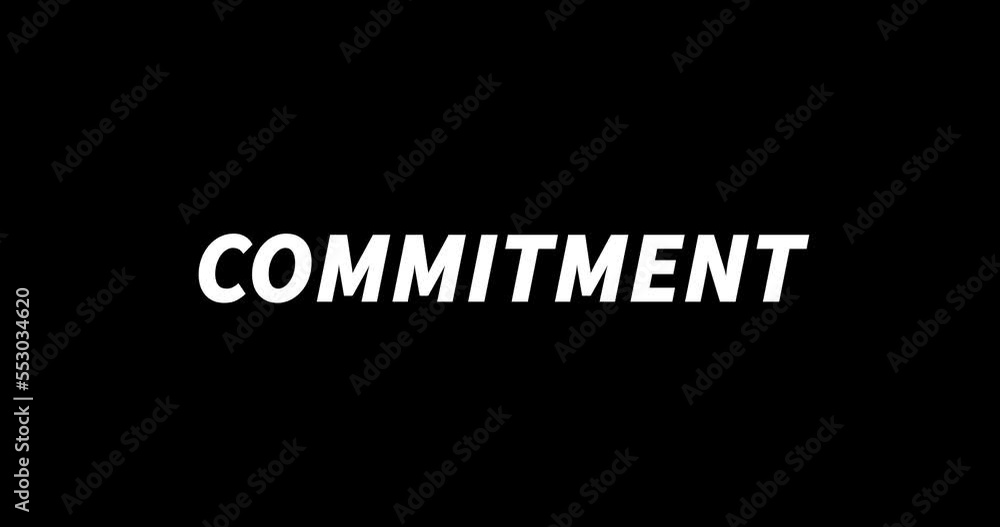 COMMITMENT text animation on black background. Modern text animation ...