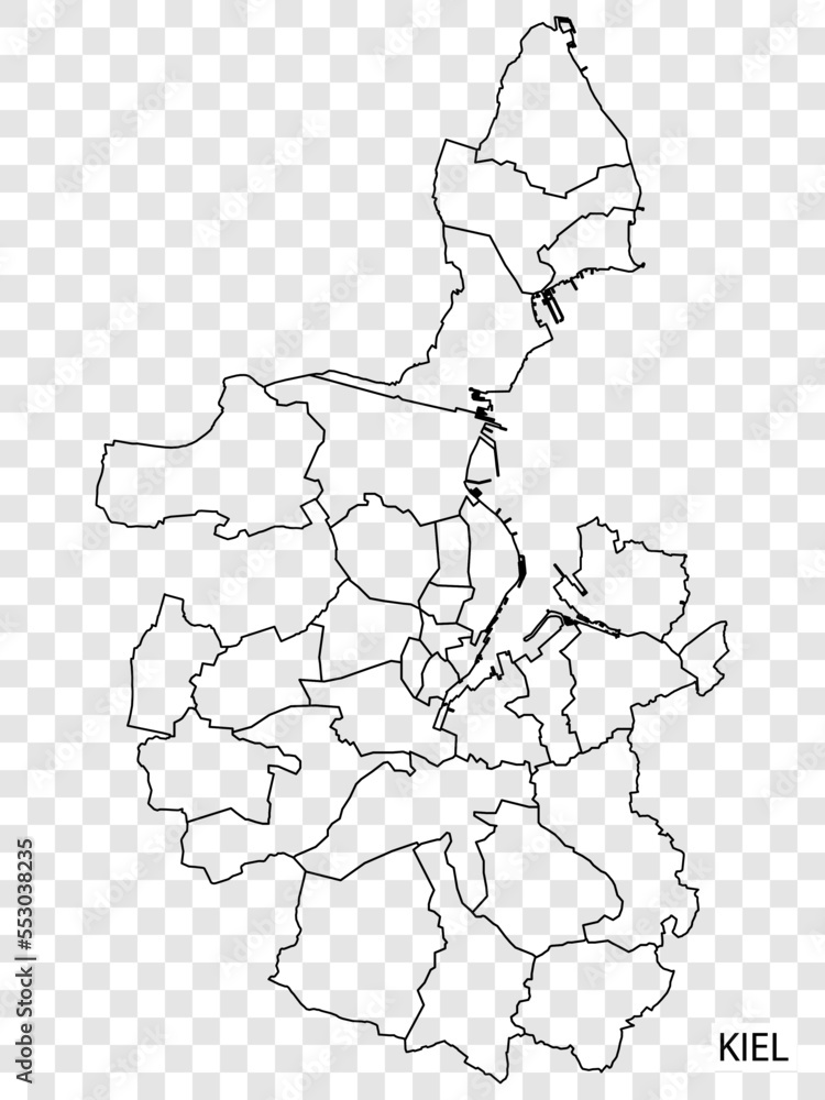 High Quality map of Kiel is a city The Germany, with borders of the ...