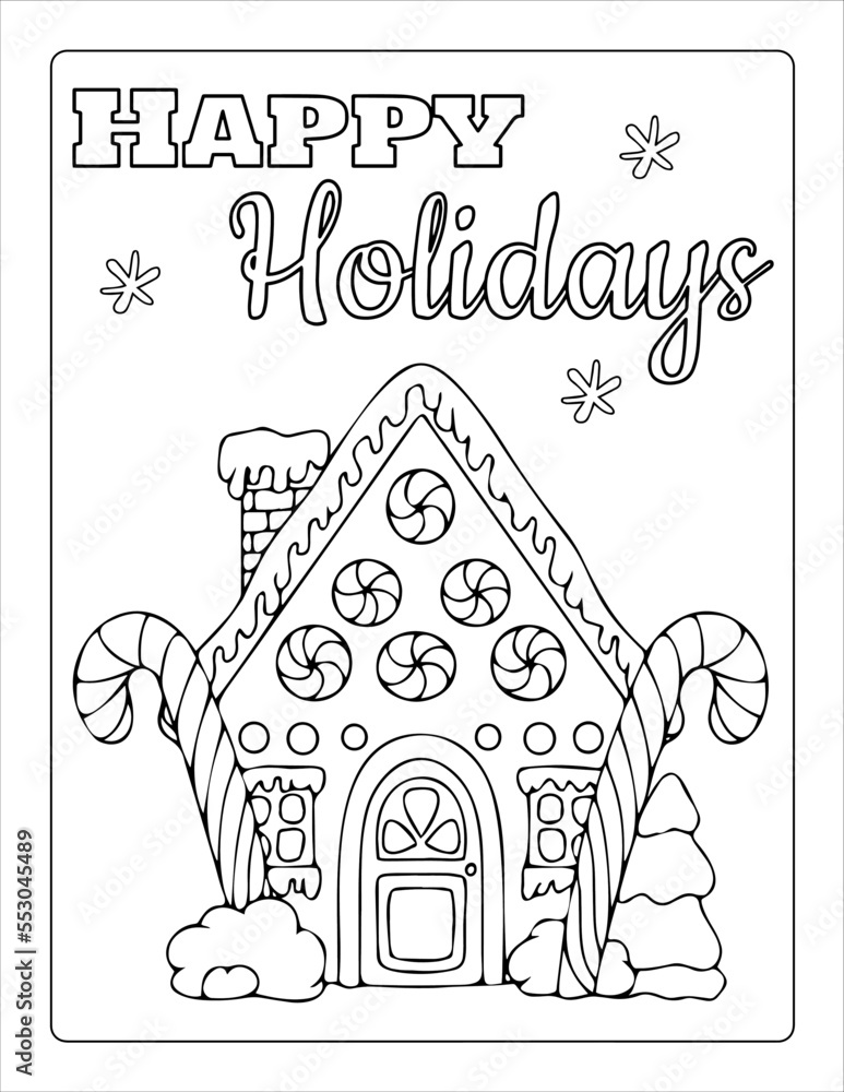 Coloring page for kids, Candy house coloring sheet Stock Vector | Adobe ...