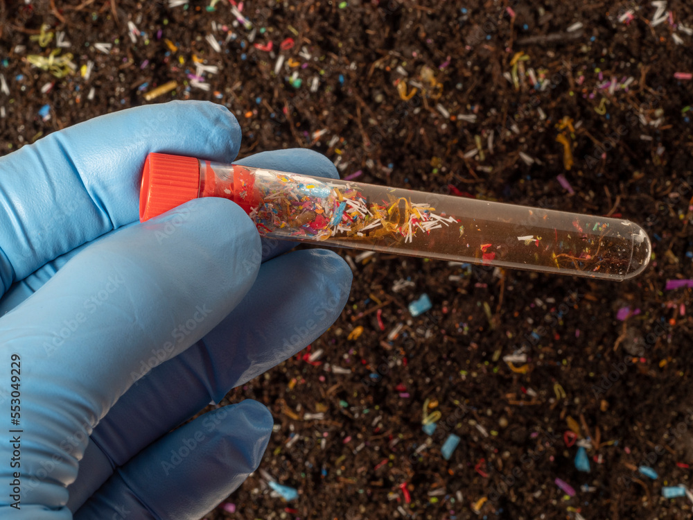 Foto de Microplastics in soil a test tube with soil sample - soil ...