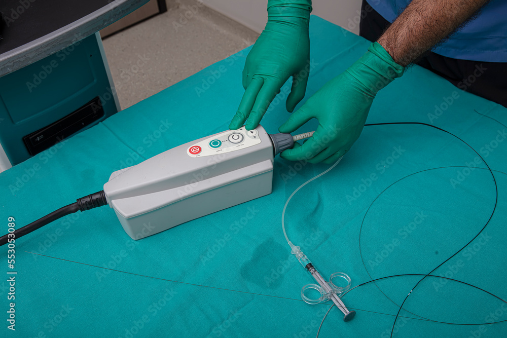 Optical coherence tomography (OCT). Purge catheter with contrast ...