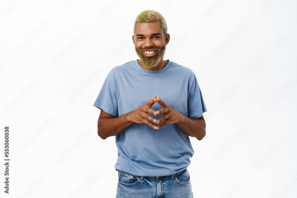 Portrait of happy handsome gay man smiling, looking friendly, ready to ...