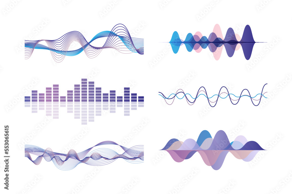 Sound Waves and Frequency Audio Waveform and Voice Graph Signal Vector ...