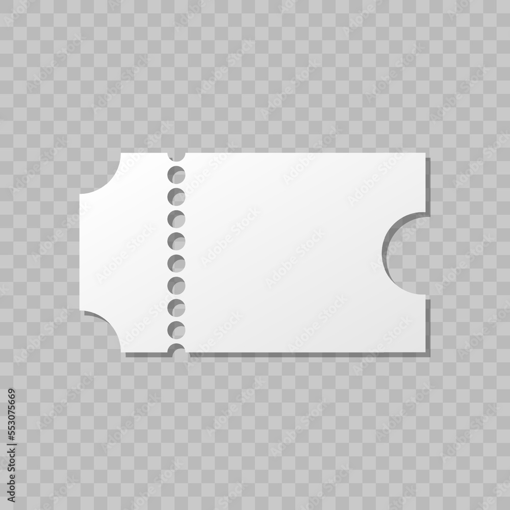 Blank ticket mockup template. Movie lottery realistic blank tickets ...