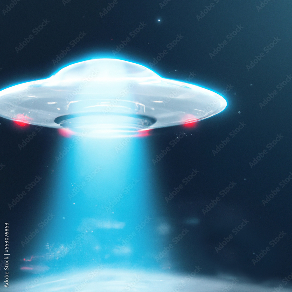 Alien spaceship landing on planet generative ai illustration Stock ...