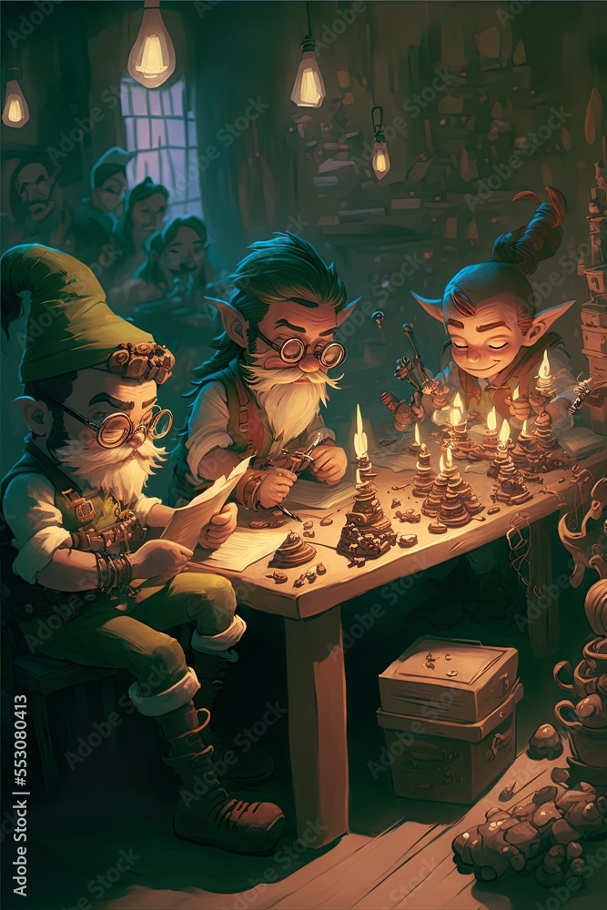 Santa's Elves Making Toys in his Workshop - Generative AI Art Stock ...