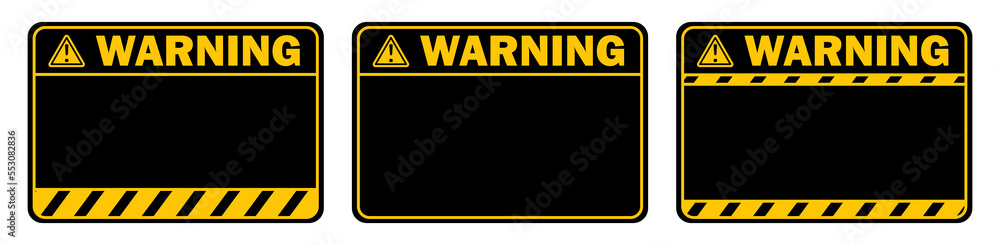 warning caution black sign text space area message box sticker label ...