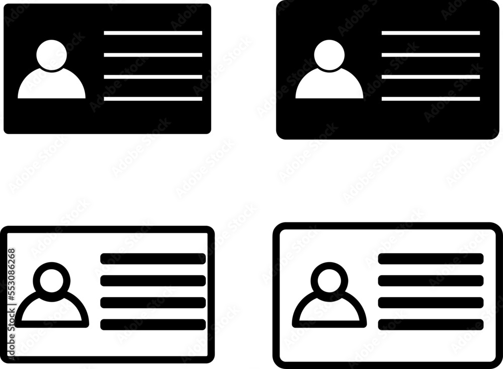 ID Card icon. Identification card icon set on white background..eps ...