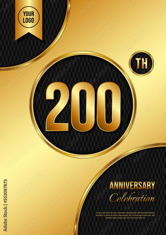 200th Anniversary Celebration Template Design. Golden Anniversary ...