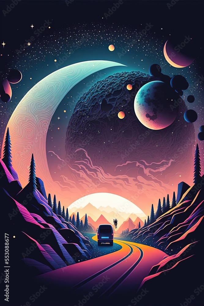 Vector graphics of a moon landscape Stock Illustration | Adobe Stock