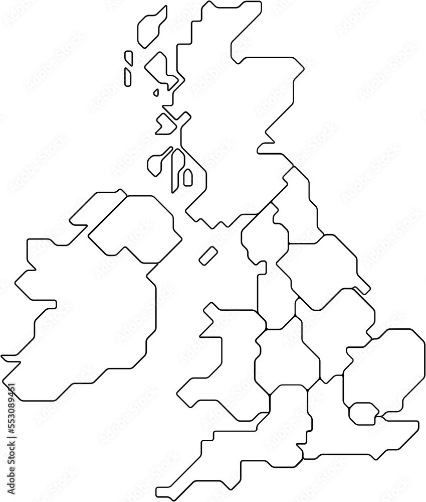 Fototapeta mapa świata dla dzieci outline drawing of united kingdom map ...