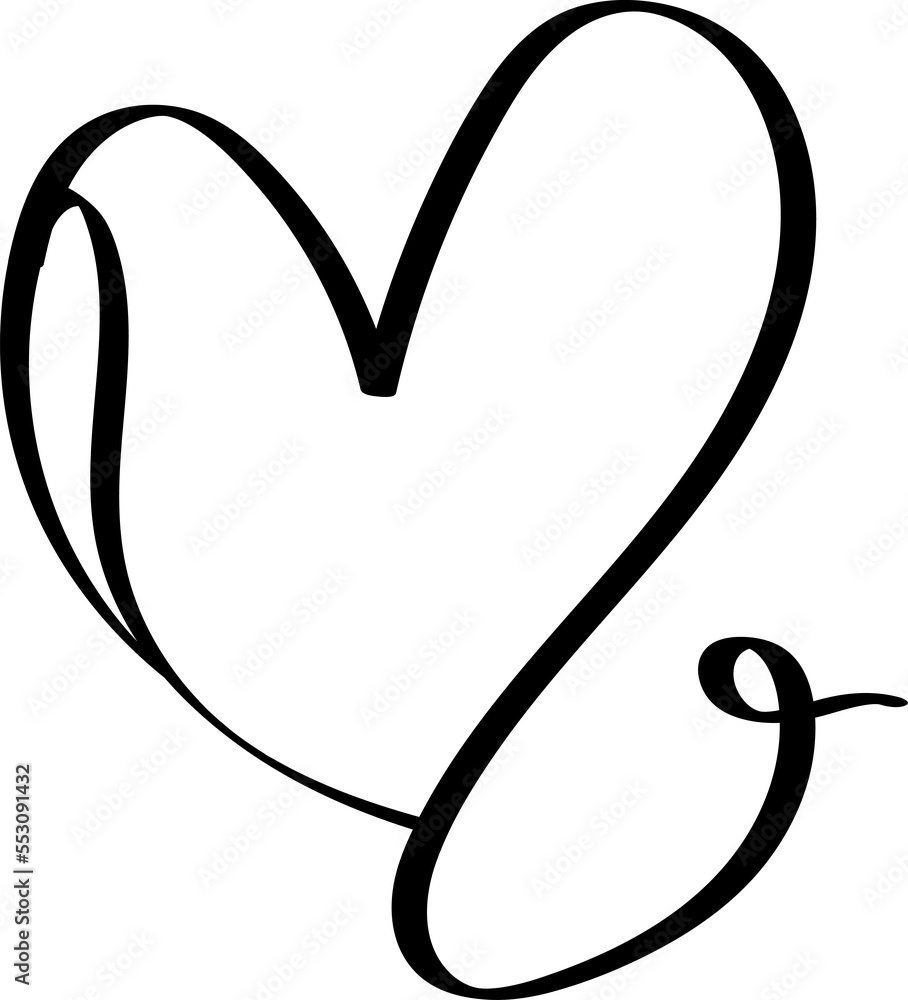 calligraphy drawn heart png Stock Illustration | Adobe Stock
