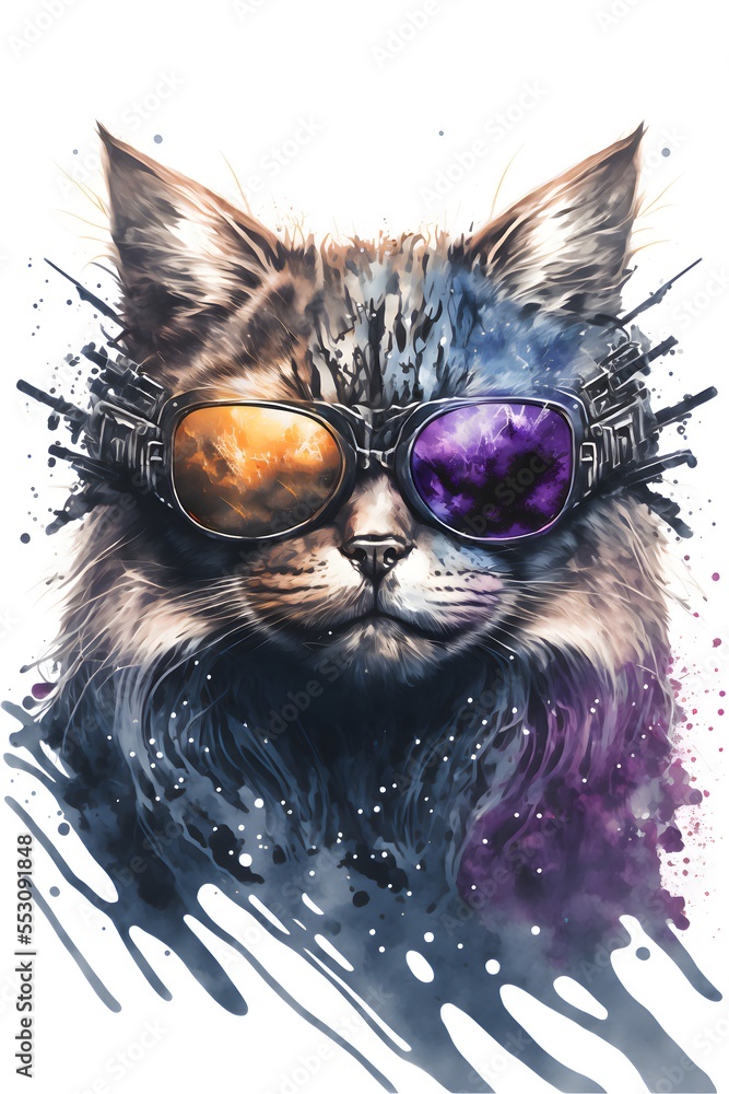 A cool and confident rockstar cat is rocking out with their shades and ...