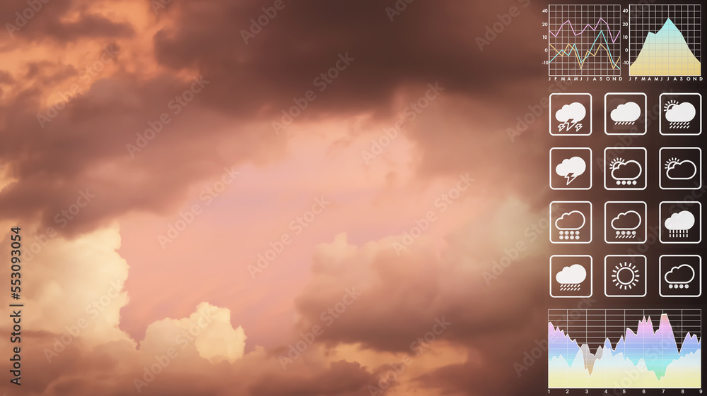 Weather forecast symbol data presentation with graph and chart on ...