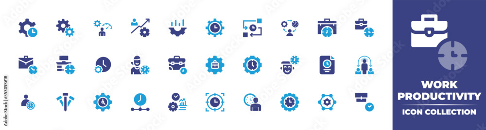 Vetor de Work productivity intelligence icon collection. Vector ...