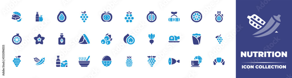 Nutrition icon Collection. Duotone color. Vector illustration ...