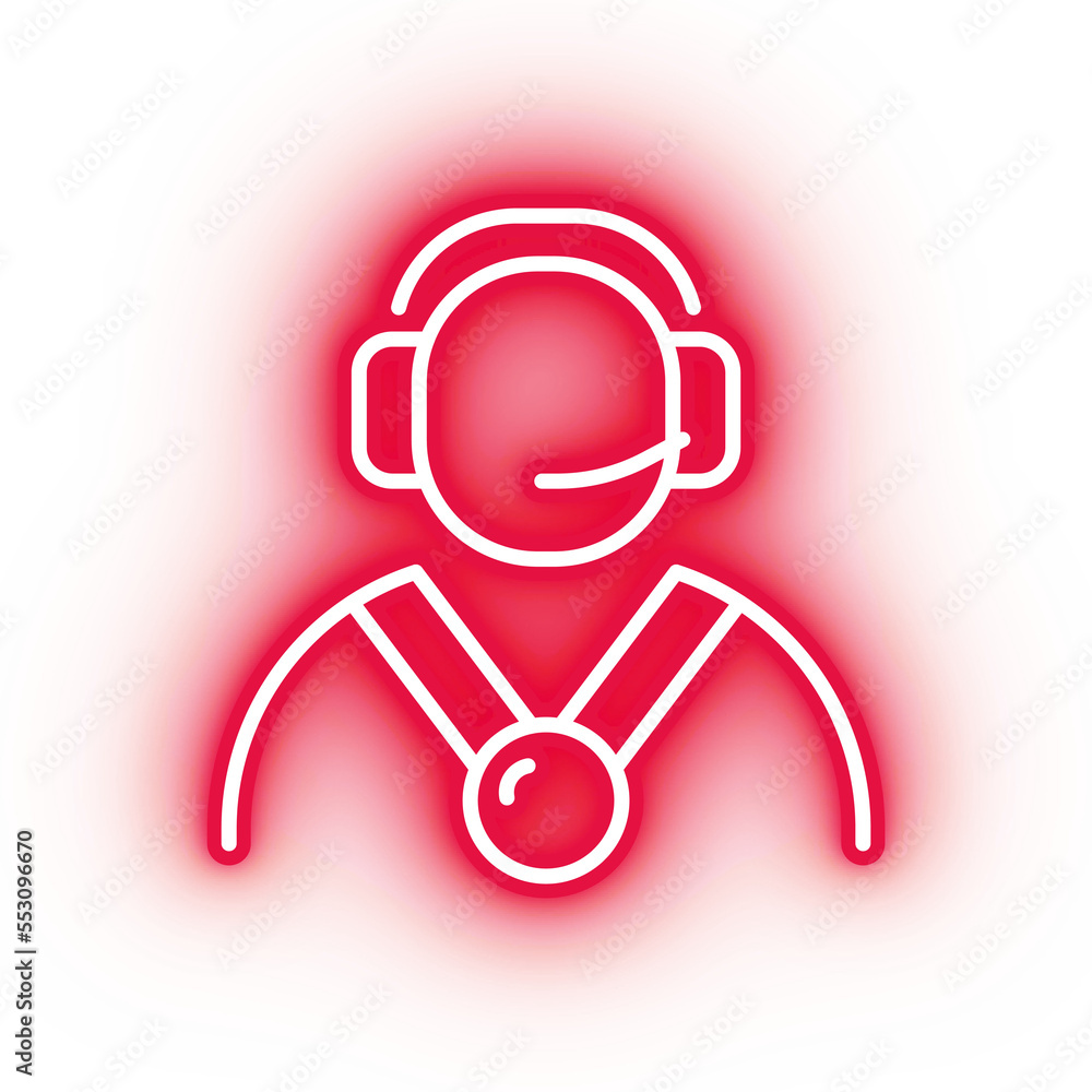 Neon red streamer icon, glowing competitive gamer on transparent ...
