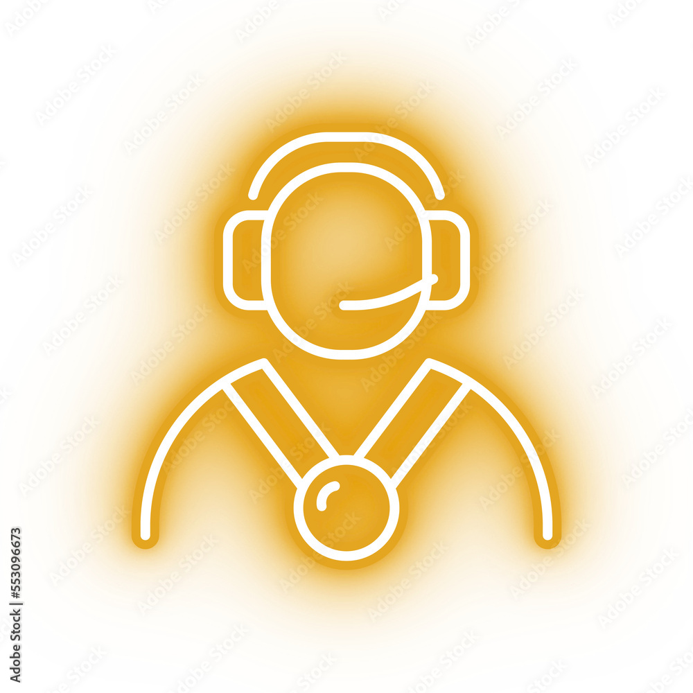 Neon yellow streamer icon, glowing competitive gamer on transparent ...