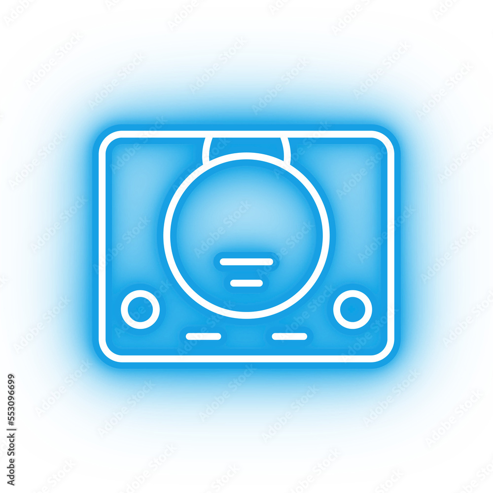 Neon blue console icon, gaming console on transparent background Stock ...