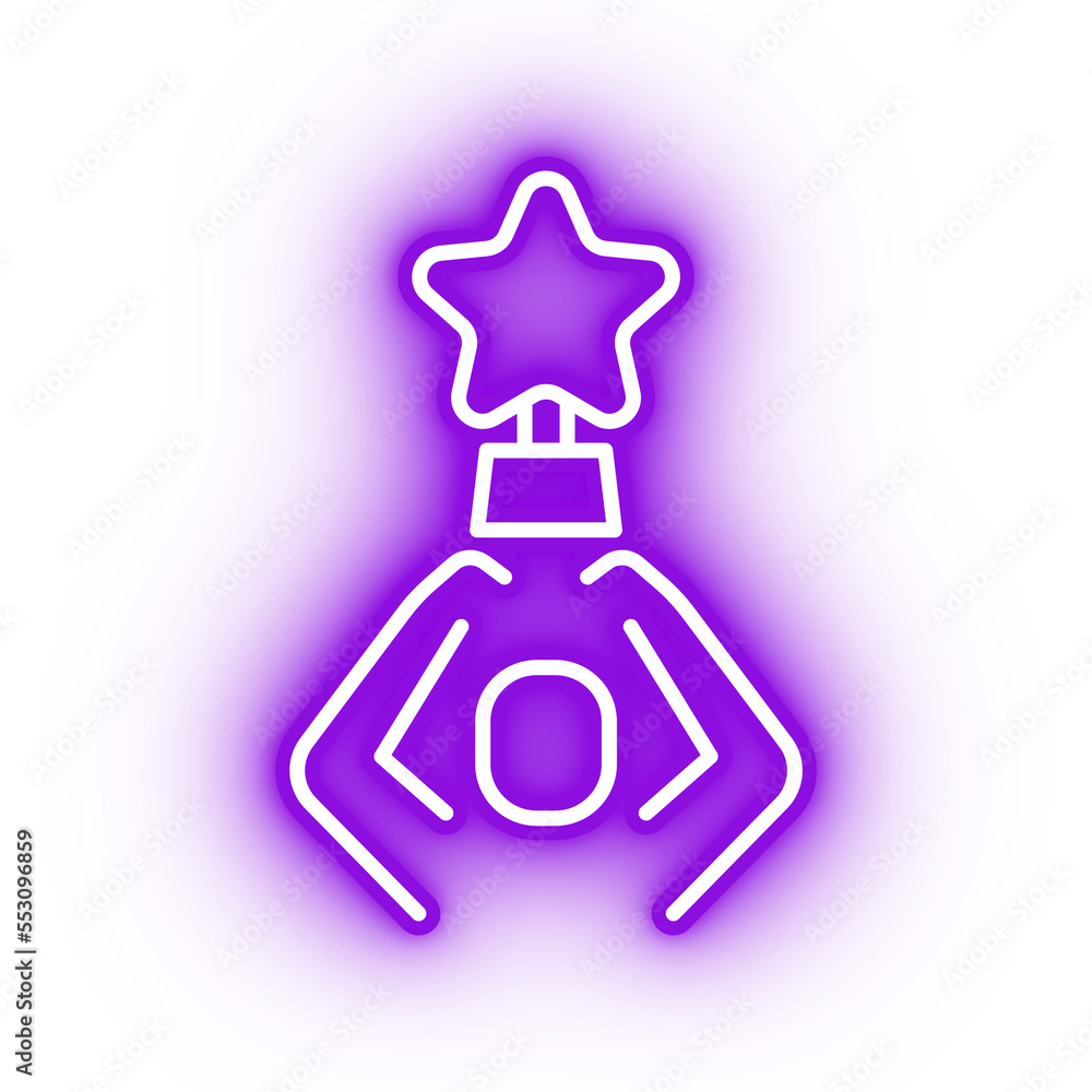 Neon purple winner, glowing trophy icon on transparent background Stock ...