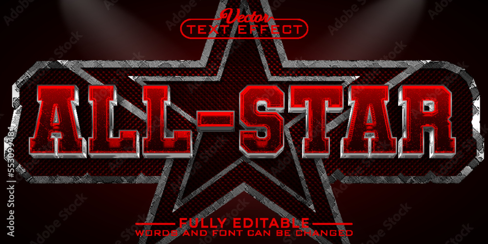 Sport All-Star Vector Editable Text Effect Template Stock Vector ...