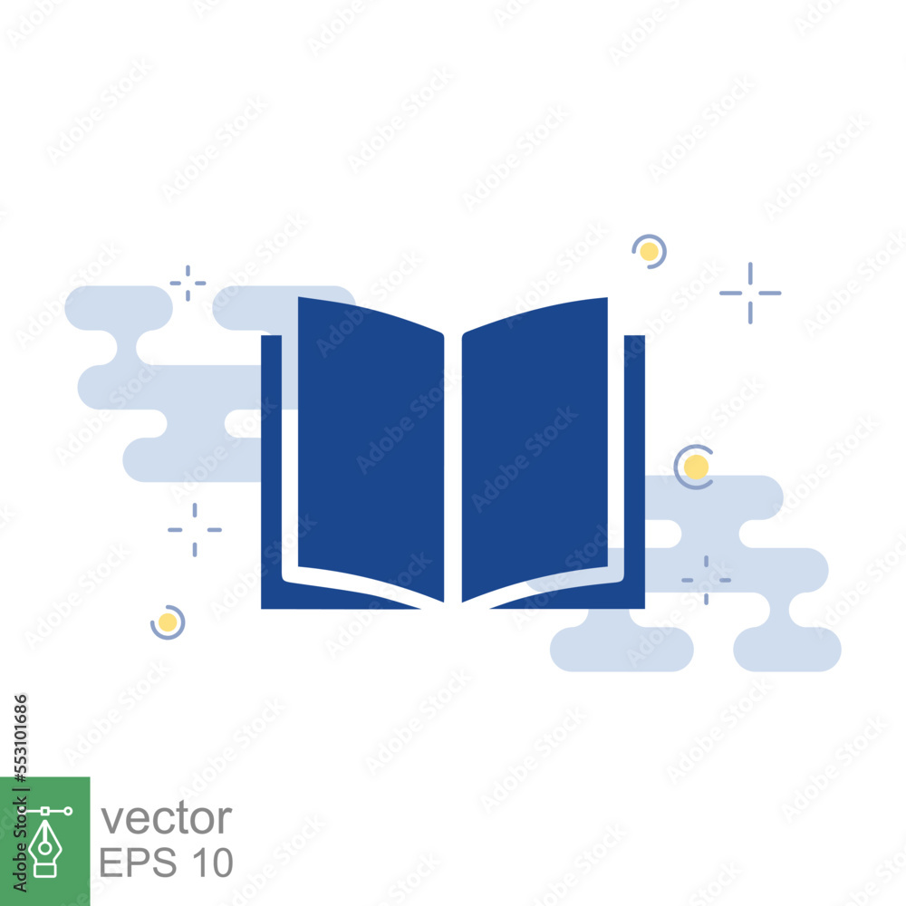 Book icon. Simple flat style. Open book, publish, literature, library ...