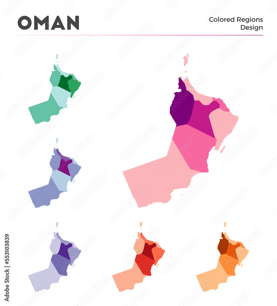 Oman map collection. Borders of Oman for your infographic. Colored ...