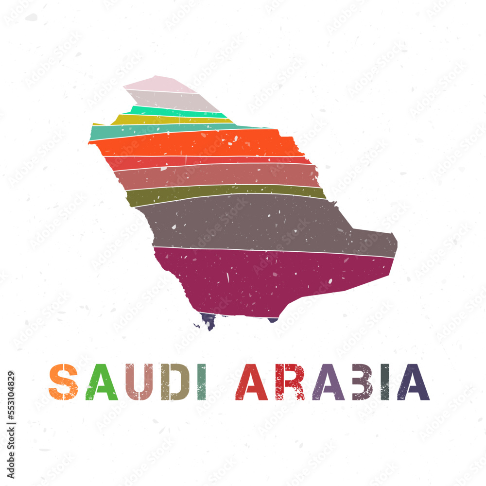 Saudi Arabia map design. Shape of the country with beautiful geometric ...