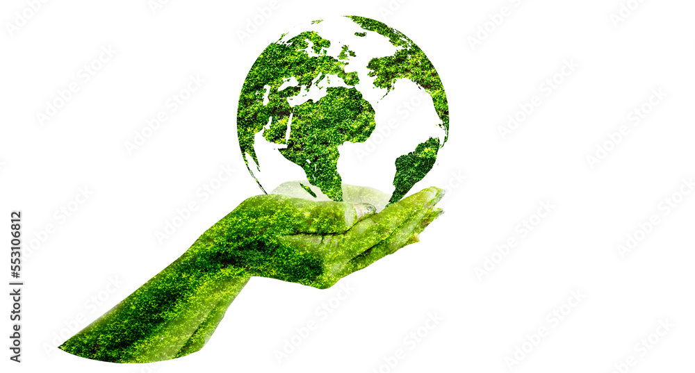 Green globe inside concept protecting the environment and nature Stock ...